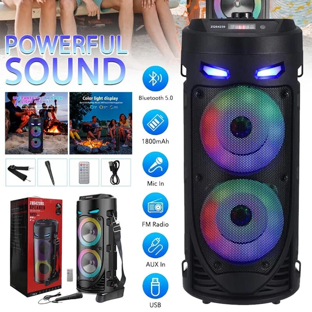WIRELESS PORTABLE BLUETOOTH Speaker RGB Subwoofer Heavy Bass Sound ...