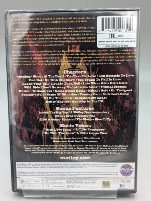MOTLEY CRUE CARNIVAL of Sins 2005 rock live concert Music New $24.99 ...
