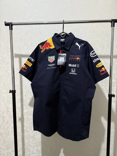 PUMA ASTON MARTIN Red Bull Racing Team F1 Mens Button Up Shirt Blue ...