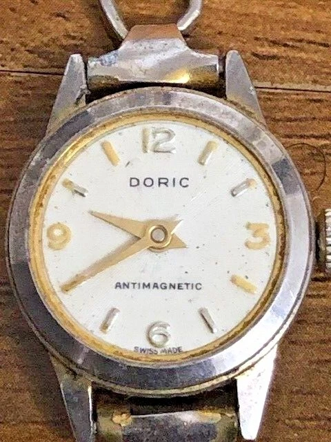 VINTAGE RARE SWISS Made Doric Antimagnetic Mechanical Ladies Leather ...