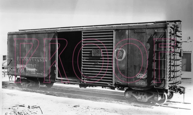 PENNSYLVANIA RAILROAD (PRR) Boxcar 65545 at Madison, IL in 1952 - 8x10 ...
