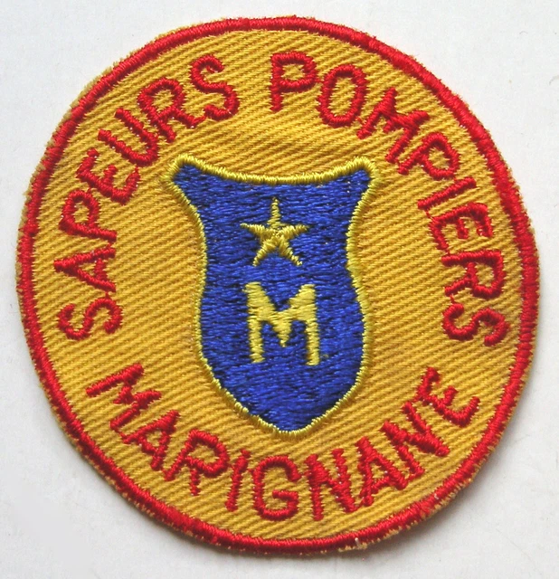 ANCIEN INSIGNE TISSU PATCH ECUSSON SAPEURS POMPIERS MARIGNANE - 6,3cm ... ANCIEN INSIGNE TISSU PATCH ECUSSON SAPEURS POMPIERS MARIGNANE - 6,3cm ...