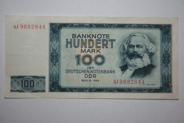 DDR BANKNOTE 100 Mark der Deutschen Notenbank Berlin 1964 Karl Marx AJ ...