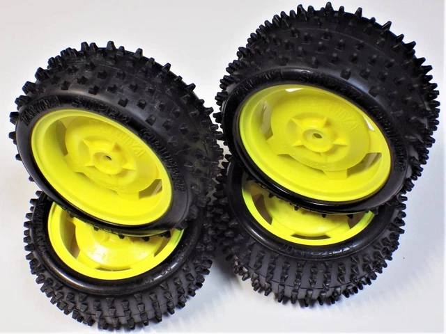 TAMIYA 4WD BUGGY Off-Road Star Dish Wheels (Fluorescent Yellow) + F/R ...
