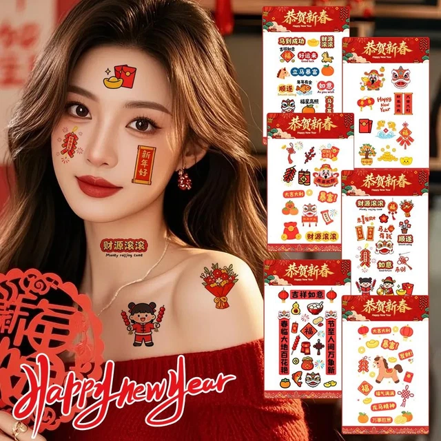 .>HORSE YEAR TATTOO Stickers, Creative Face Stickers, Tattoo Stickers ...