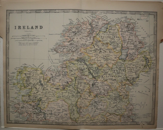 1871 ANTIQUE MAP Ireland Northern - Mayo Sligo Donegal Tyrone Monaghan ...
