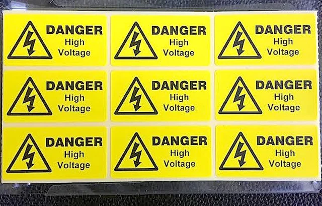 27 X DANGER high voltage warning labels, electrical stickers 49 x25mm ...