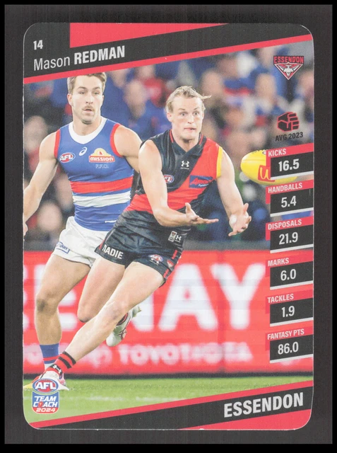 AFL 2024 TEAMCOACH Essendon Mason Redman 14 Card CB-1-9-A-19 £1.38 ...