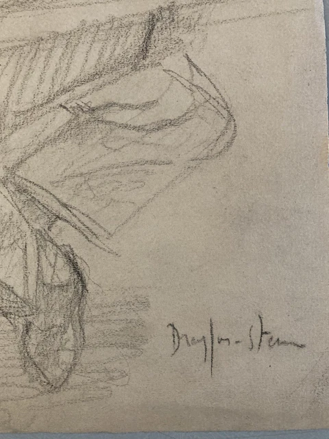 BEAUTIFUL DRAWING ANTIQUE Charcoal 20th Course Man Jean Dreyfus Stern ...