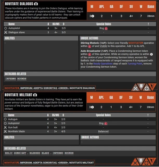 NOVITIATE DIALOGUS ADEPTA Sororitas Kill Team Chalnath Warhammer 40k ...