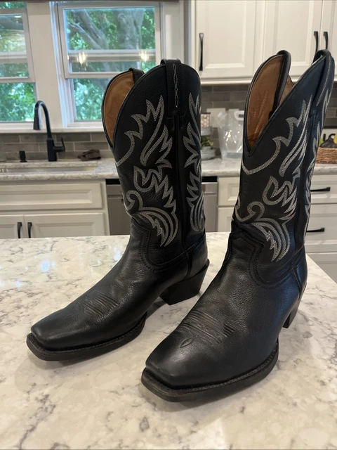 ARIAT LEGEND BLACK Deertan Leather Square Toe Cowboy Boots #35705 Men's ...
