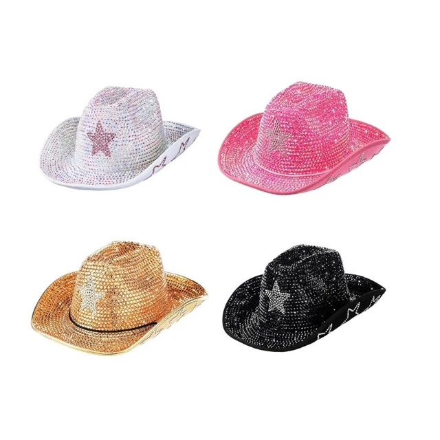 RHINESTONES STUDDED CAPS Holiday Music Festival Hat for Women Men Stage ...