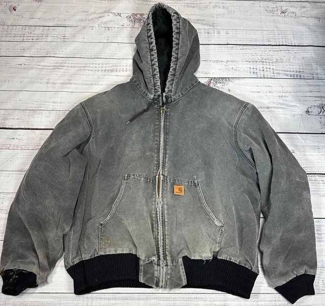 CARHARTT MENS WASHED Duck Canvas Active Jac Work Jacket 2XL Faded Black ...