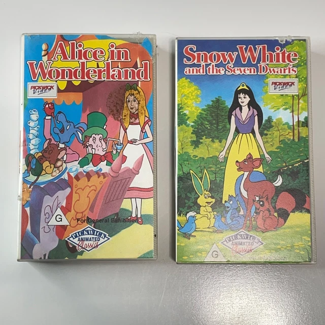 ALICE IN WONDERLAND Snow White Sleeping Beauty VHS Pickwick Animated ...