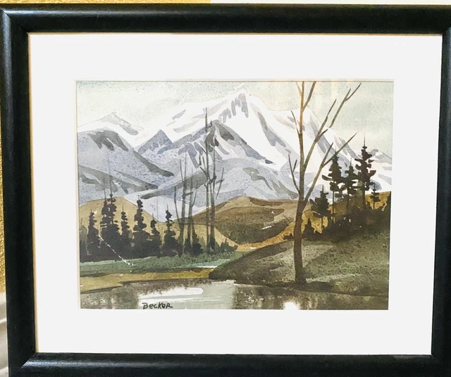 JERRY BECKER NORDWESTSZENE Aquarell Malerei Glas gerahmt 9x11 EUR 107 ...