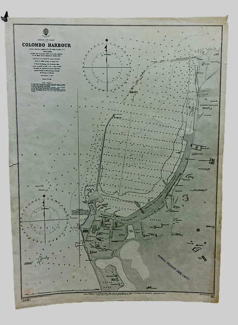 ANTIQUE ADMIRALTY CHART. No. 914. CEYLON, COLOMBO HARBOUR. 1885 Edition ...
