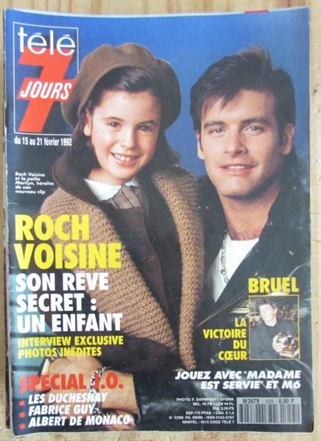 PROGRAMME TÉLÉVISION TÉLÉ 7 JOURS N° 1655 du 15 au 21 Février 1992 ROCH VOISINE EUR 5,00 ...