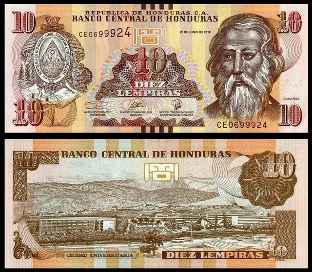HONDURAS 10 LEMPIRAS 2019 UNC P 99 d EUR 1,70 - PicClick FR
