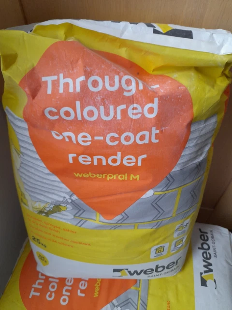 WEBER THROUGH COLOURED one coat render Chalk 25kg x 4 Bags £0.99 ...