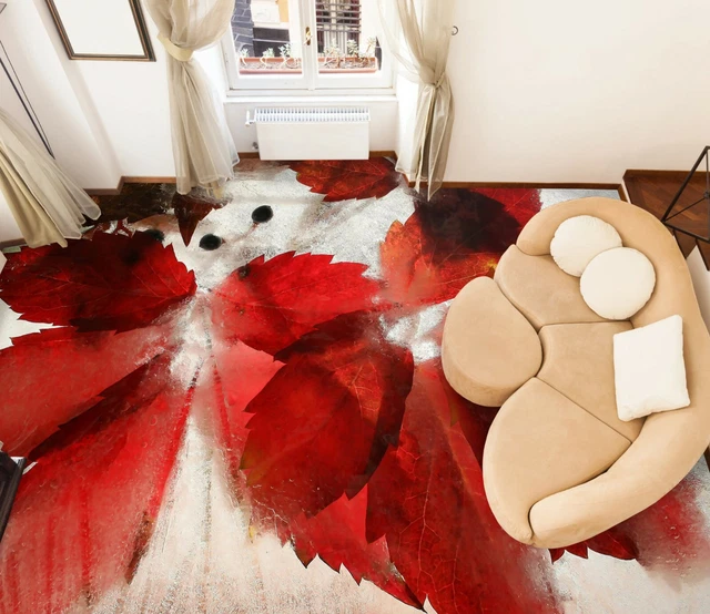 3D RED LEAVES 3248 Floor WallPaper Murals Wall Print Decal AU Zoe EUR ...