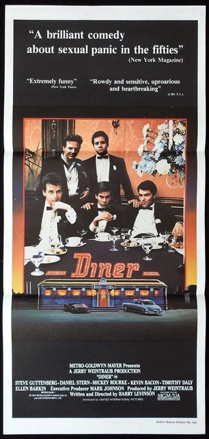 DINER ORIGINAL DAYBILL Movie Poster Steve Guttenberg Mickey Rourke ...