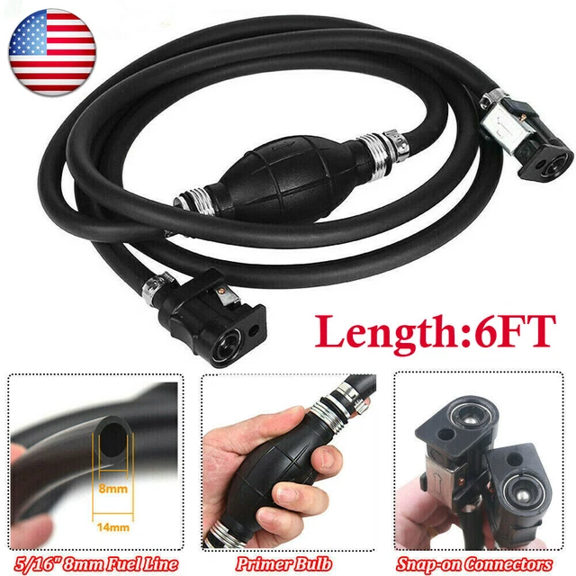 MARINE OUTBOARD BOAT Motor Fuel Hose Gas Line & Primer Bulb Assembly ...