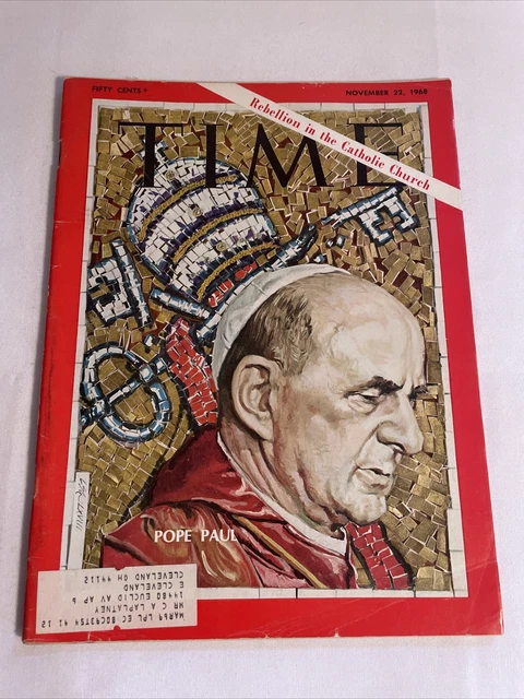 1968 NOVEMBER 22 TIME Magazine, Pope Paul, Rebellion in Catholic Church ...