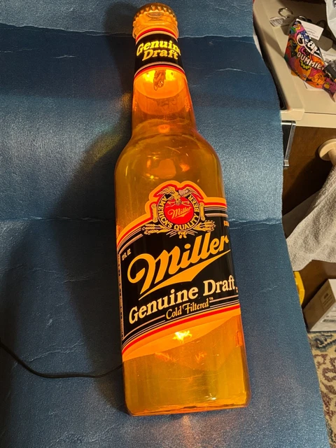 RARE VINTAGE MILLER Genuine Draft Mgd Light Up Half Bottle Beer Sign ...