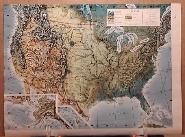 1961 VINTAGE US TOPOGRAPHICAL Atlas Map Life Pictorial Atlas of the ...