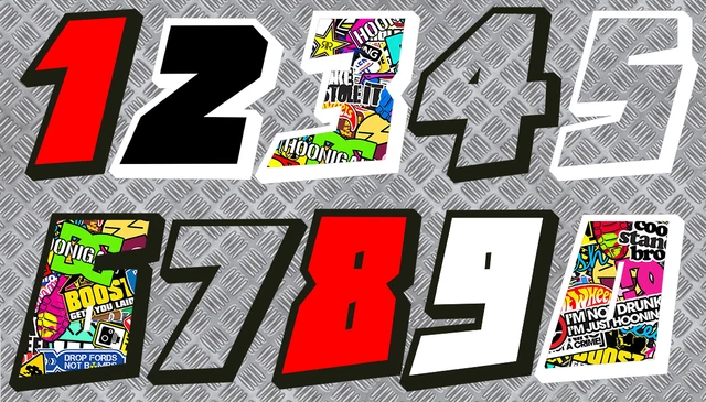 NUMEROS COURSE RACING Numbers Drift Tuning Autocollant Sticker (Nu002 ...