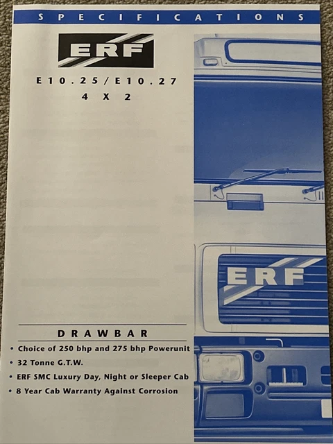 ERF TRUCK SPECIFICATIONS Range Sales Brochure Frameable E10.25 E10.27 ...