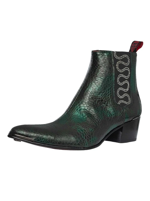 JEFFERY WEST MEN'S Snake Nayade Leather Chelsea Boots, Green £198.95 ...