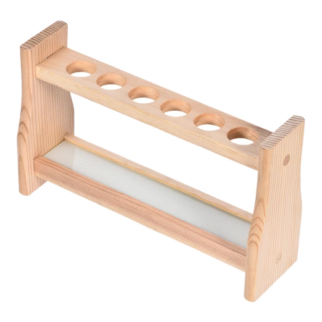 WOODEN TEST TUBE Rack Holder for 25ml Lab Test Tube(Wood Color, 6 ...