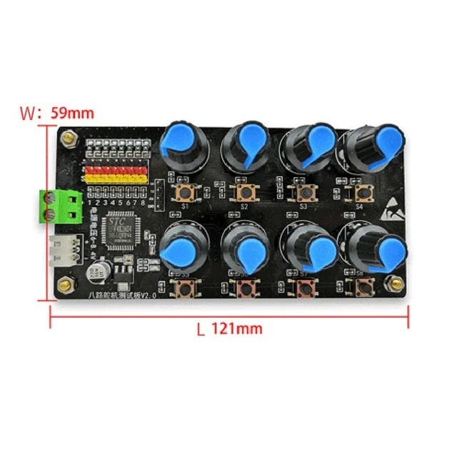 8 CHANNEL SERVO Control Board V2.0 Servo Tester Overload Protect for ...