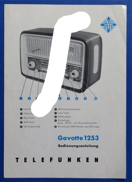 TELEFUNKEN GAVOTTE 1253 Röhrenradio Bedienungsanleitung Schaltplan / Konvolut. EUR 20,00 ...