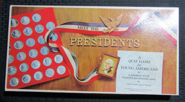 1965 MEET THE PRESIDENTS Quiz/Board Game FVF/FN Selchow & Righter ...