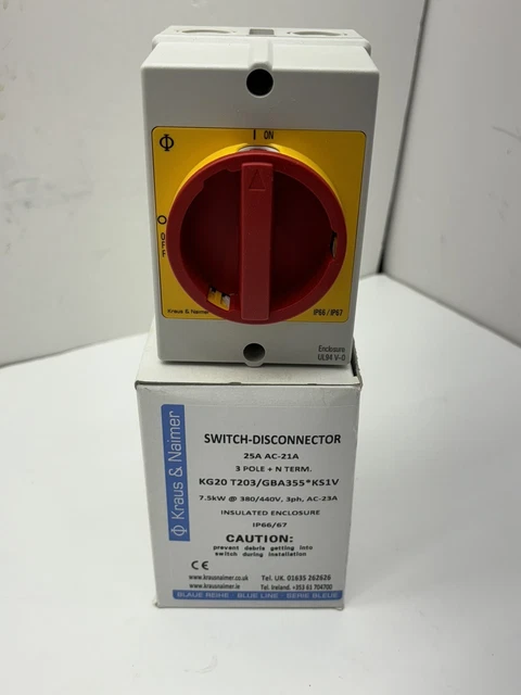 KRAUS & NAIMER 25A 3 Pole Disconnector Isolator Switch KG20 T203/GBA355 KS1V £23.04 - PicClick UK