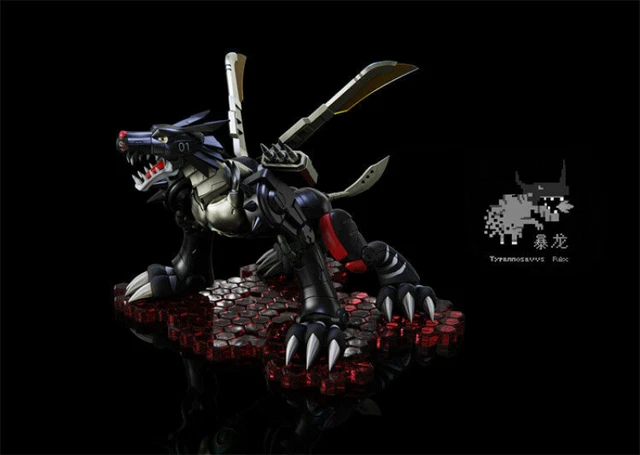 T-REX STUDIO SCHWARZ Metall Garurumon Harz Statue Digimon Sammlerstücke ...