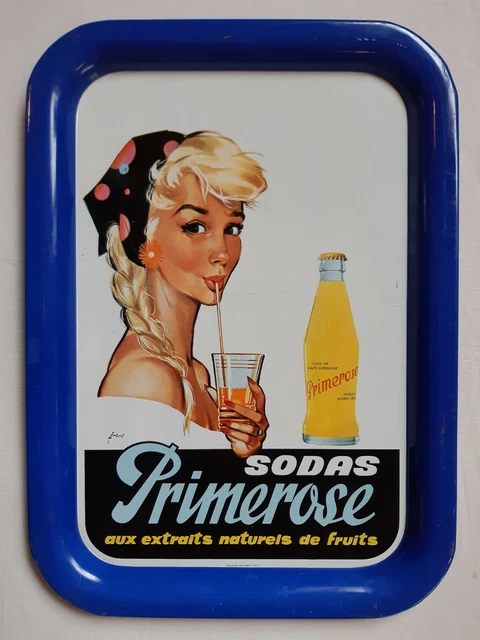ANCIEN PLATEAU PUBLICITAIRE Soda PRIMEROSE signé Couronne - BB ...