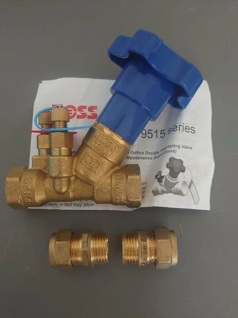 BOSS DOUBLE REGULATING BALANCING VALVE 1/2" BSP With 2x Male Irons 9515 ...