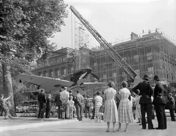 SPITFIRE PLACED OUTSIDE Air Ministry building in London in pre - 1959 ...