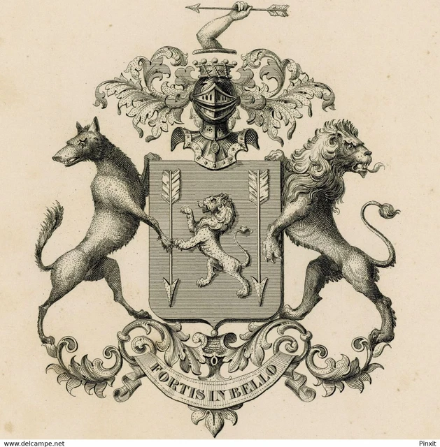 BLASON ECUSSON ARMES Armoiries Devise Emblème Famille de Cantillon de ...