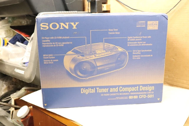 SONY BOOMBOX CFD-S01 CD Player AM/FM Radio AUX Portable Stereo Cassette ...