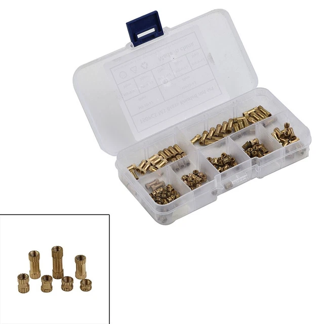 SET DADI M3 ottone filettatura attrezzature assortimento 150 pz calore ...