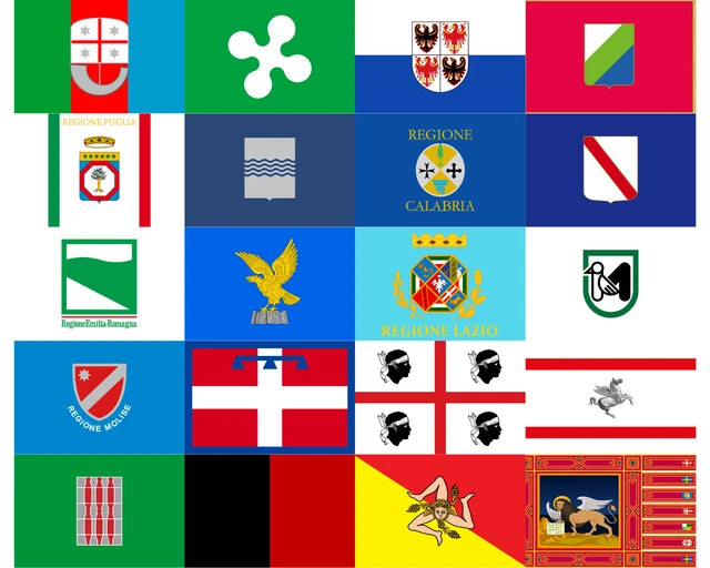 BANDIERE DELLE REGIONI d'Italia Regional flags of Italy 90x150cm or ...
