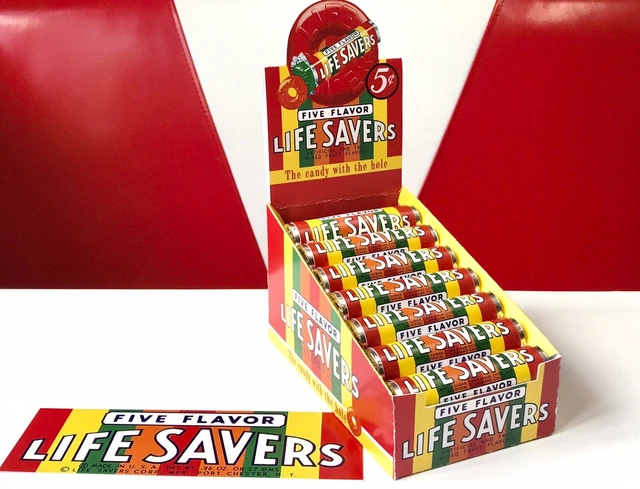 1960'S VINTAGE STYLE Life Savers Candy Display Box Sign & 7 Prop Rolls ...