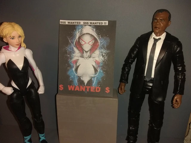 CUSTOM SPIDER GWEN wanted poster decal marvel legend for diorama 3.75 ...