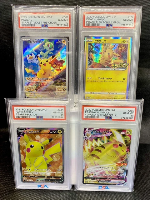 [PIKACHU SET OF 4] PSA 10 Sequential Japanese Pokemon Card 001 124 415 ...