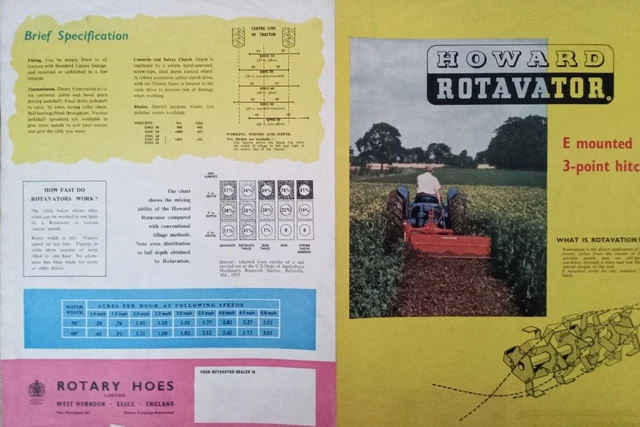 HOWARD ROTAVATOR E series sales brochure 2 pages £7.50 - PicClick UK