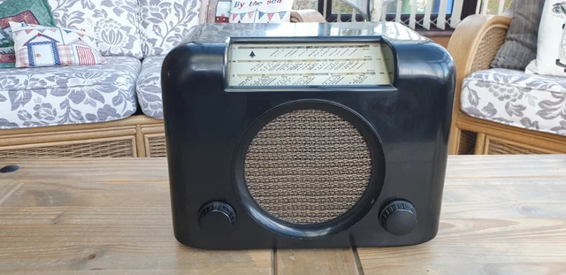 RARE VINTAGE BLACK Bakelite Bush AC91 Valve Radio Set £95.00 - PicClick UK